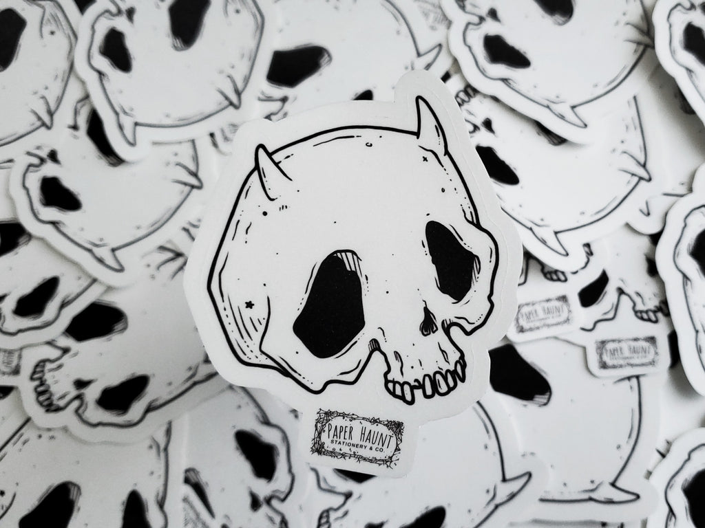 Devil Skull sticker – Paper Haunt / White Stag Art