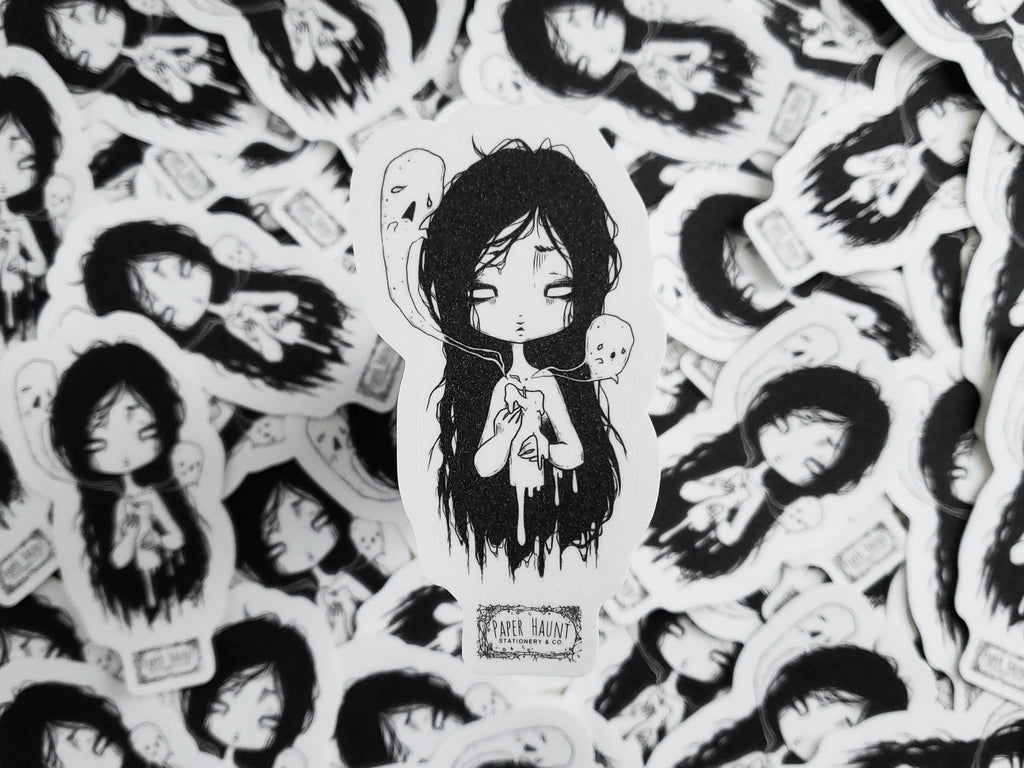 Ghost Girl Sticker – Paper Haunt / White Stag Art