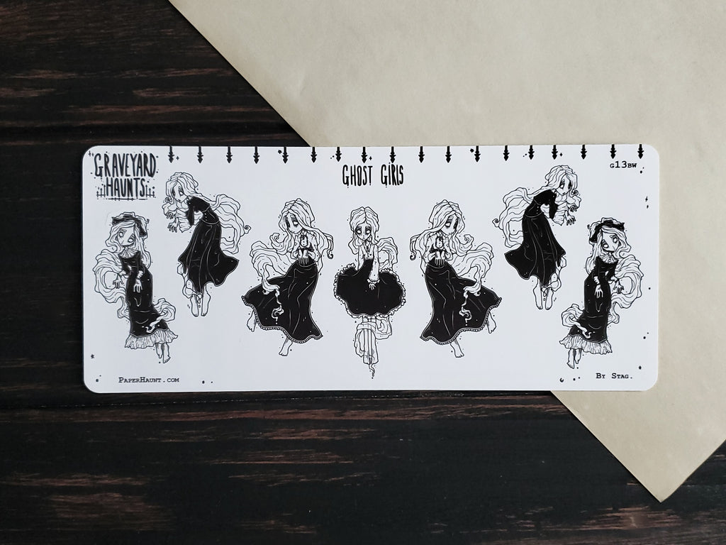 Ghost Girl STICKER sheet – Paper Haunt / White Stag Art