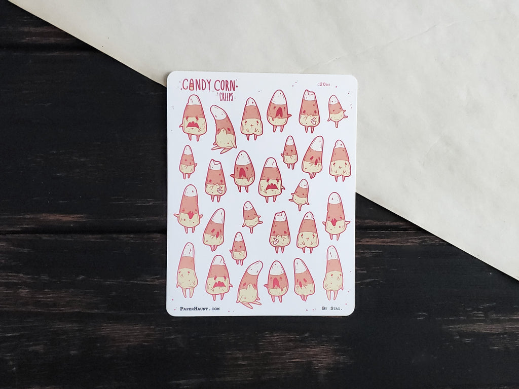 Candy Corn Creeps STICKER sheet – Paper Haunt / White Stag Art