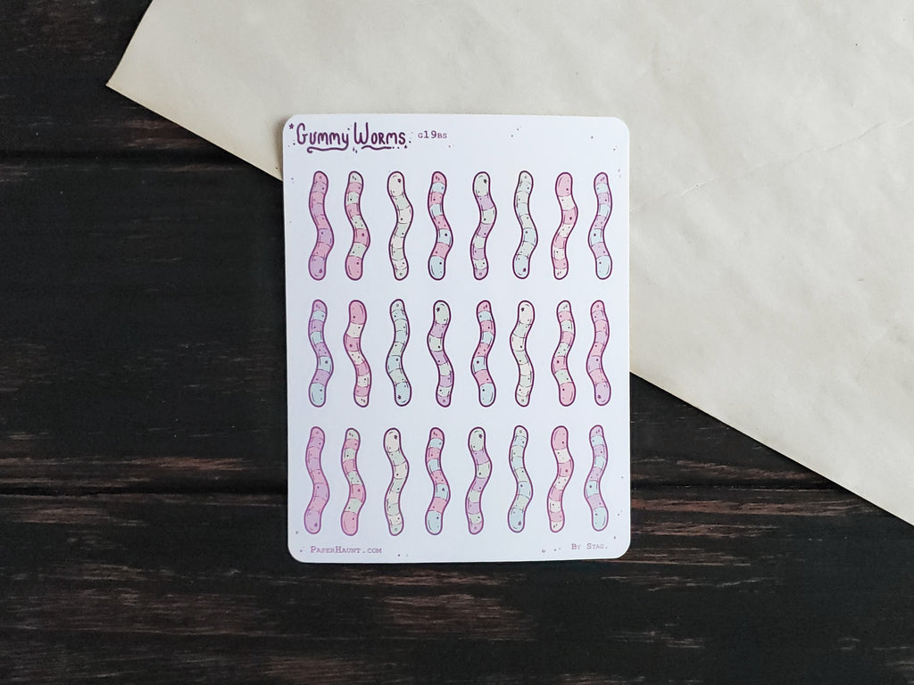 Gummy Worms STICKER sheet – Paper Haunt / White Stag Art