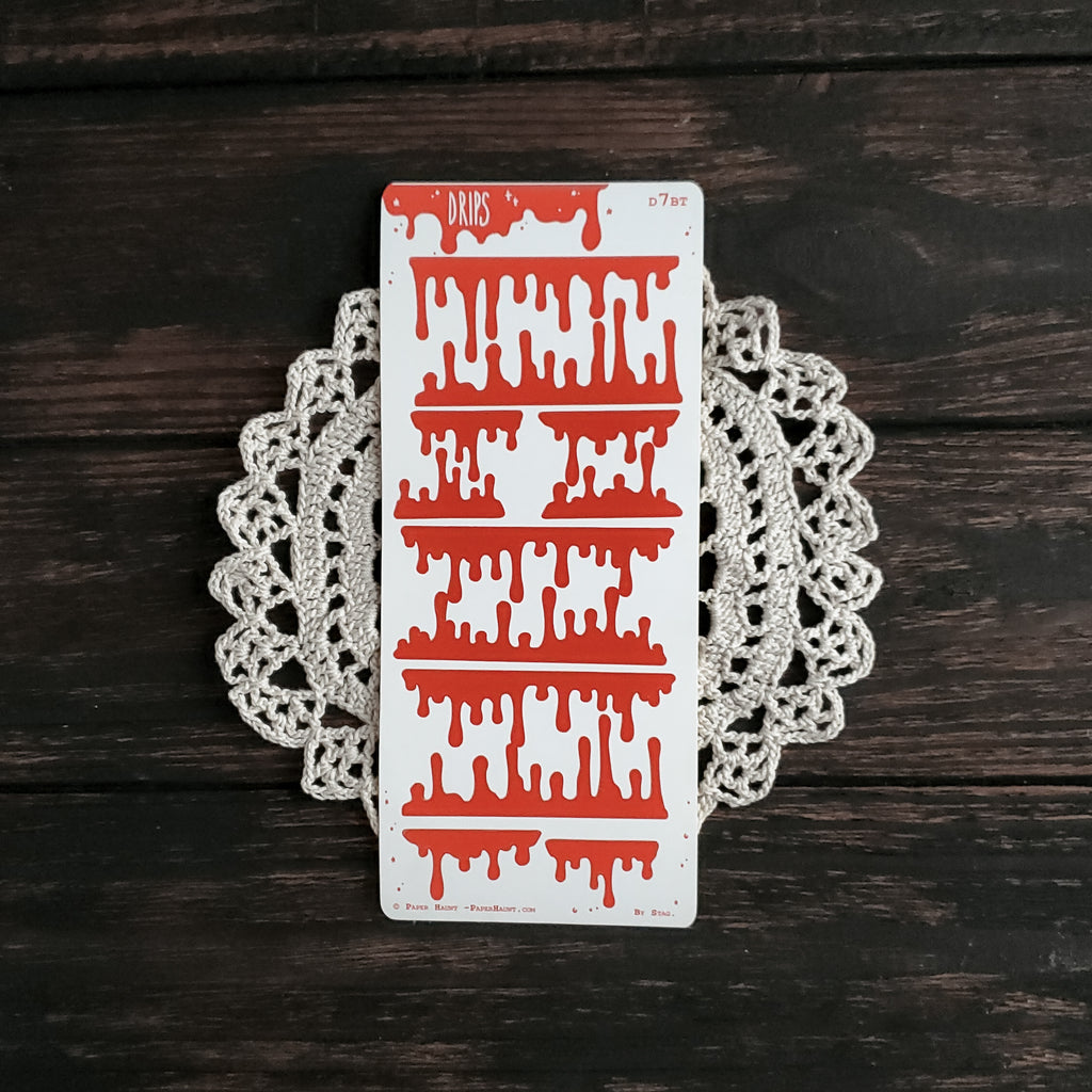 Blood Red Drip sticker sheet – Paper Haunt / White Stag Art