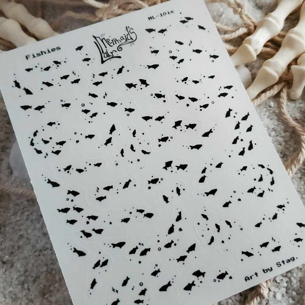 Fishies Clear Sticker sheets – Paper Haunt / White Stag Art