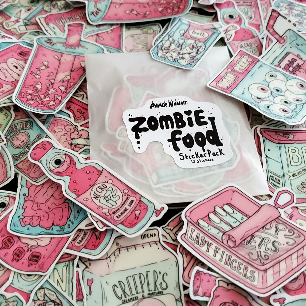 Zombie Foods Sticker Pack – Paper Haunt / White Stag Art