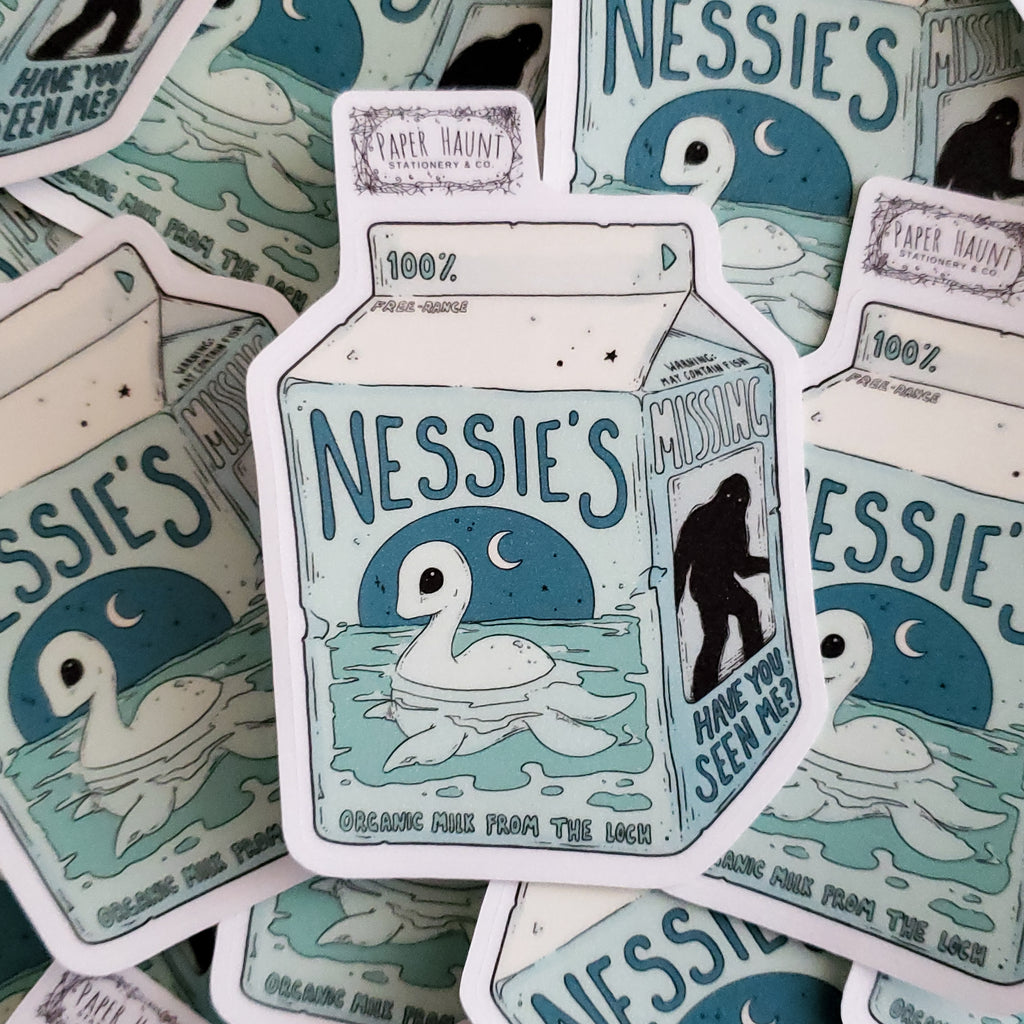 Nessie's Milk sticker- Loch ness – Paper Haunt / White Stag Art