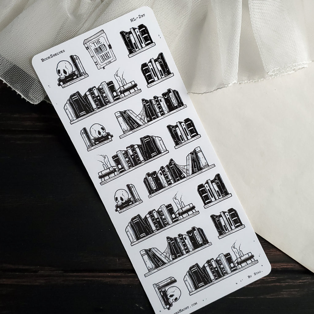 Book Shelf STICKER sheet – Paper Haunt / White Stag Art
