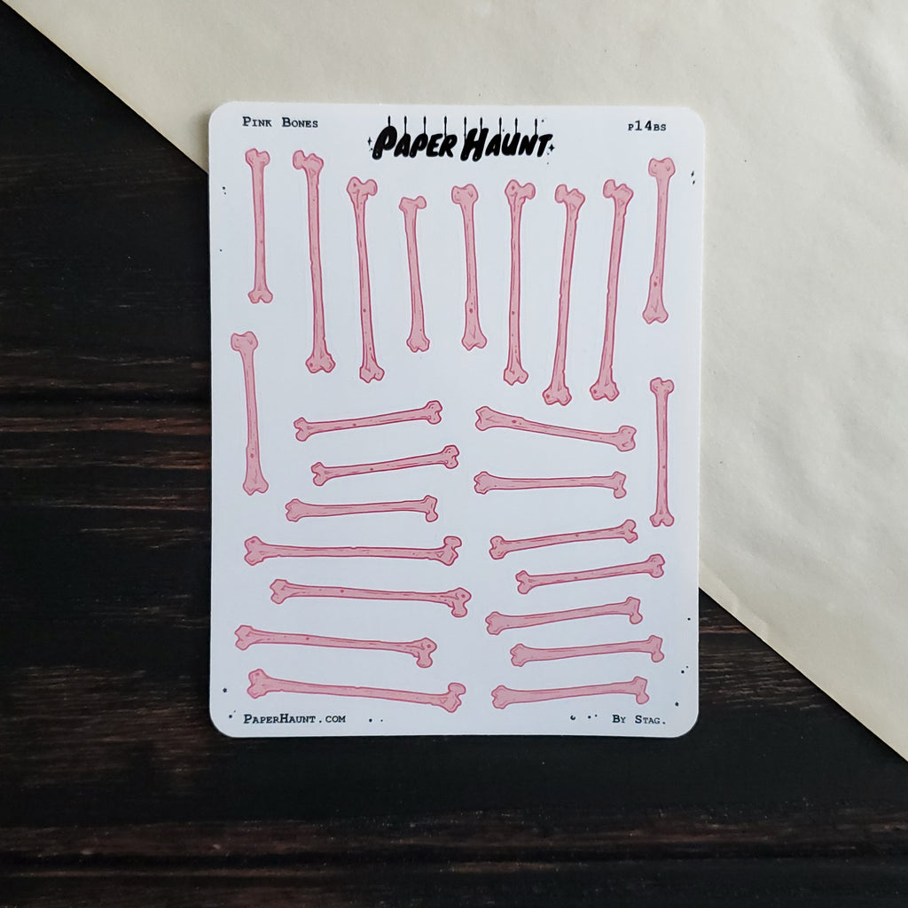 Pink Bones sticker sheet – Paper Haunt / White Stag Art