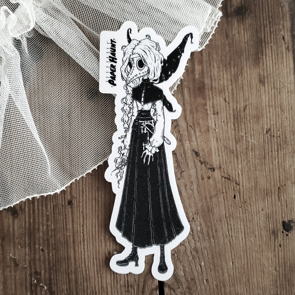 Plague Doctor Fairy Sticker – Paper Haunt / White Stag Art