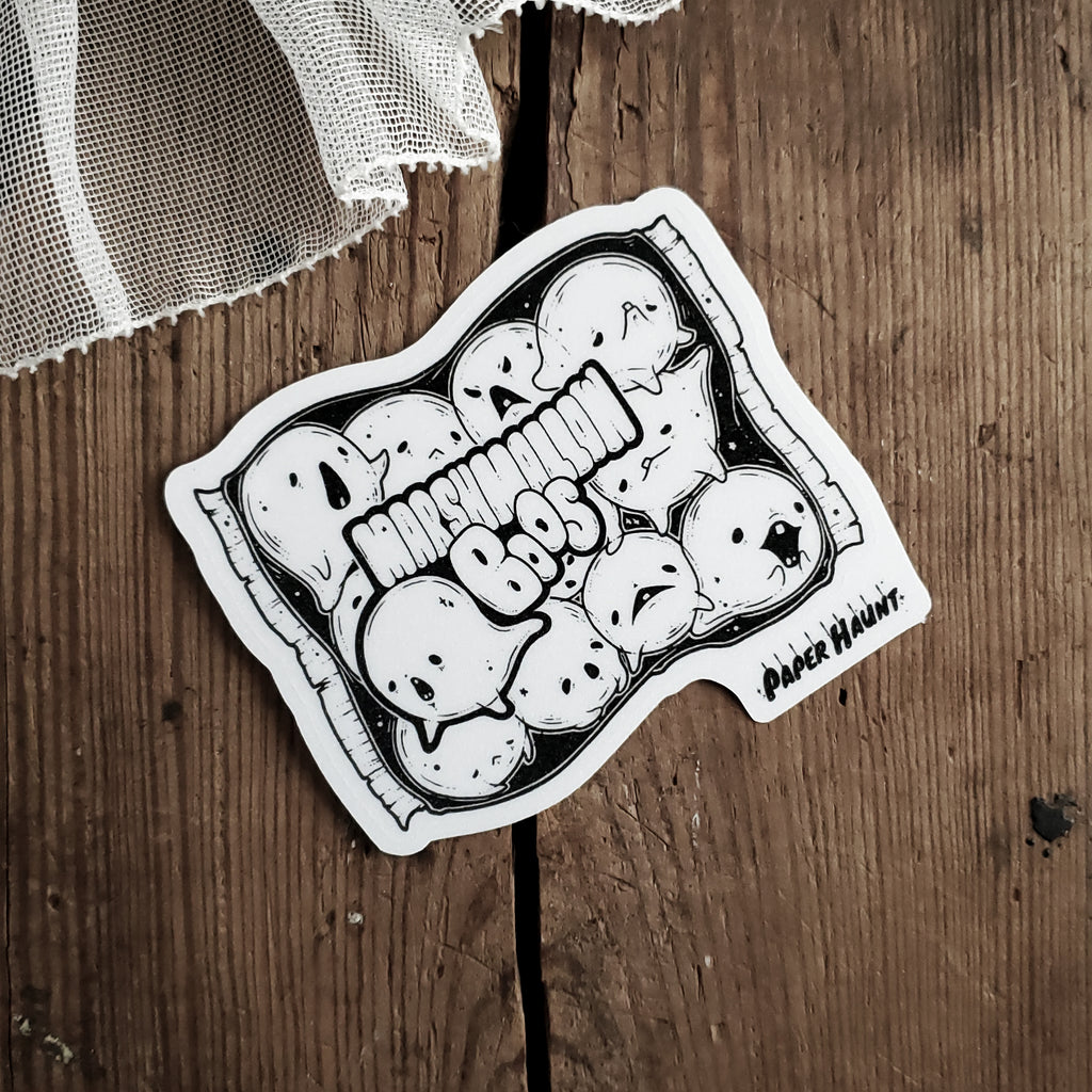 Marshmallow Boos Ghost Sticker – Paper Haunt / White Stag Art
