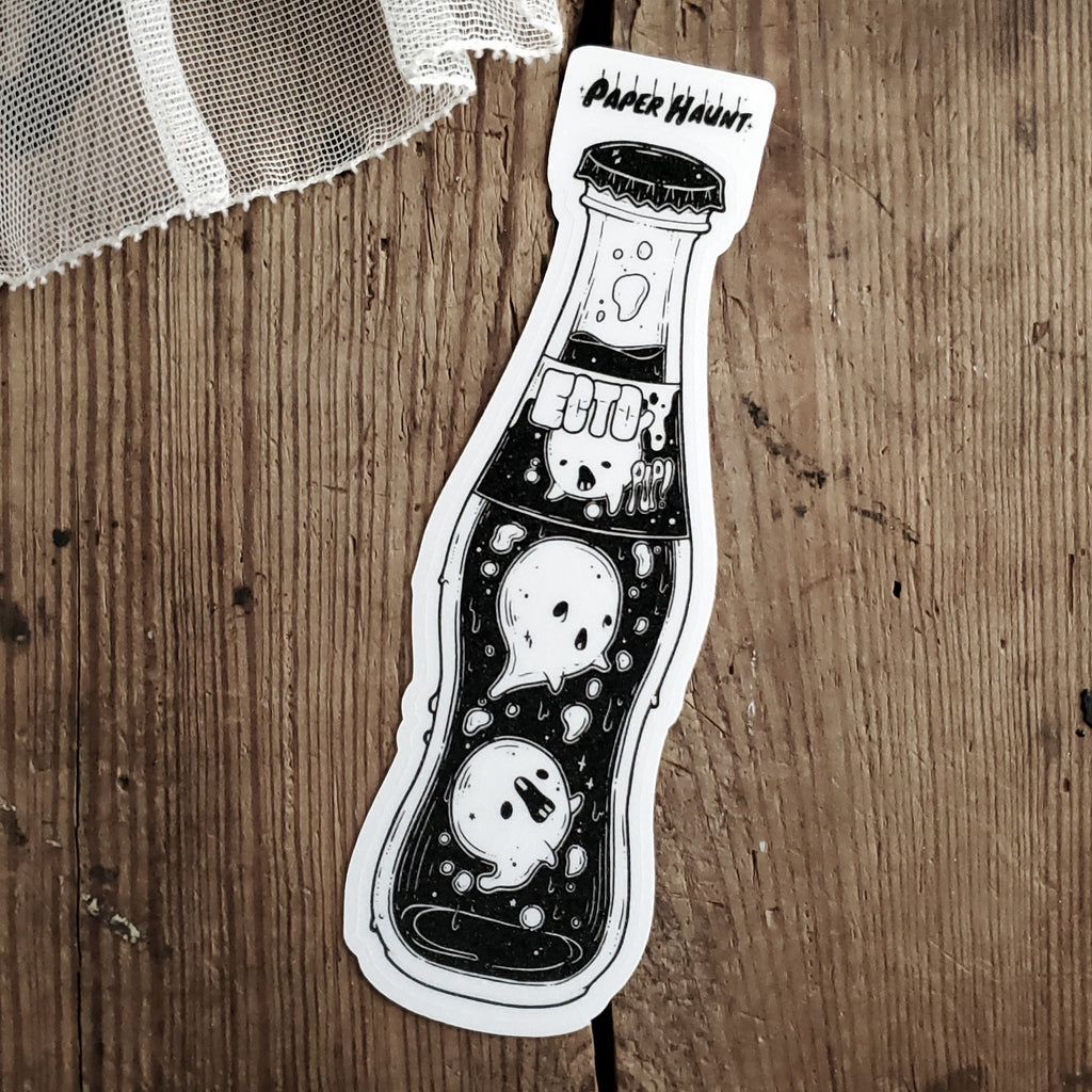 Ecto Pop Ghost Soda Bottle Sticker – Paper Haunt / White Stag Art